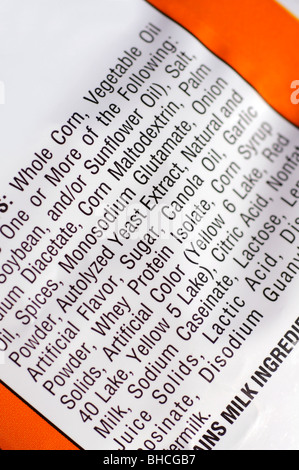 Ingredients list on packaged food Stock Photo - Alamy