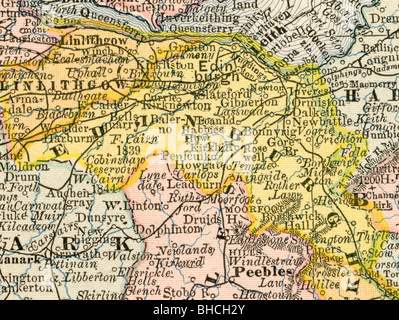 Old map of Scotland from original geography textbook, 1865 Stock Photo ...