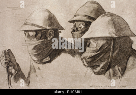 French soldiers wearing gas mask in 1915 during WWI Stock Photo - Alamy