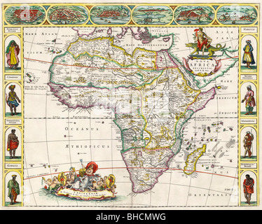 17th century map of the African continent Africae Accurata Tabula ex ...