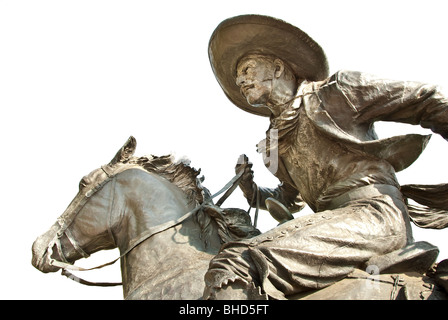 statue of cowboy riding a horse at the Pioneer Plaza in Dallas, Texas ...
