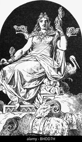 Freyja, Germanic goddess of fertility and love, visiting the dwarfs who ...