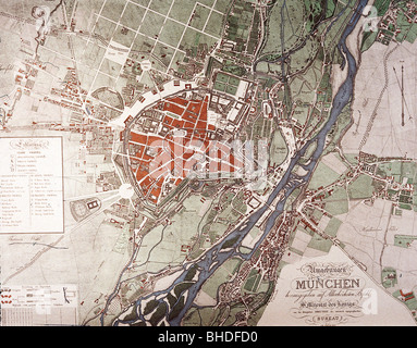 cartography, maps, Europe, Germany, Munich and vincinity, circa 1820 ...