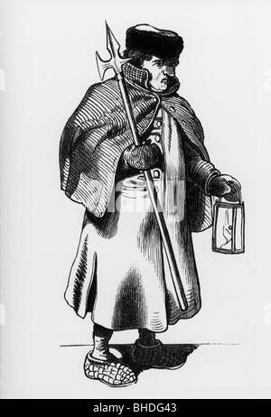 people, professions, men, night watch and town crier proclaiming the ...