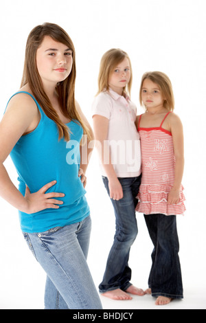 A group of 11 year old girls friends on their way to a birthday party ...