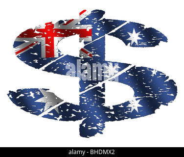 Australian dollar symbol with flag on white illustration Stock Photo ...