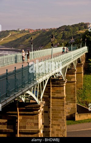 people crossing spa bridge Scarborough north Yorkshire england uk Stock ...