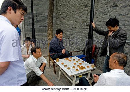 CHINA BEIJING Chinese men playing mahjong a traditional Chinese game ...