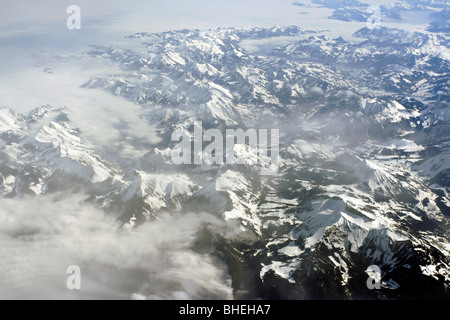 Aerial view of the Alps at 40,000 feet from an airplane Stock Photo - Alamy