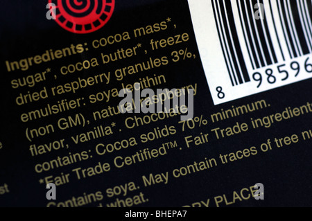 Ingredients list on packaged food Stock Photo - Alamy