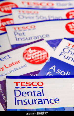 Tesco insurance leaflets Stock Photo - Alamy