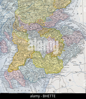 Original old map of Scotland from 1875 geography textbook Stock Photo ...