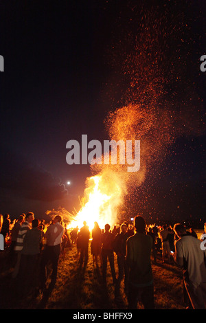 Germany, Bavaria, Midsummer bonfire at night Stock Photo - Alamy