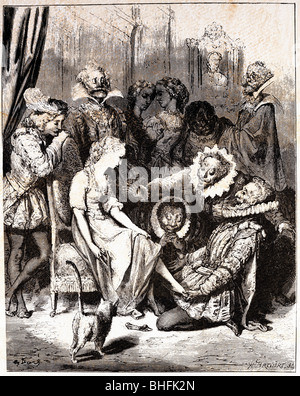 Cinderella - illustration from the fairy tale of a Royal footman ...