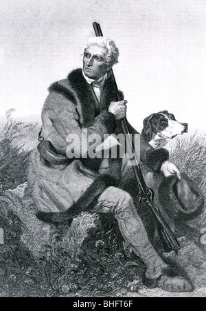 Daniel Boone (1735-1820) American pioneer and Indian fighter. Woodcut ...
