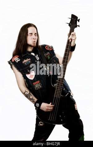 bass player with beard and long hair. studio shot Stock Photo - Alamy