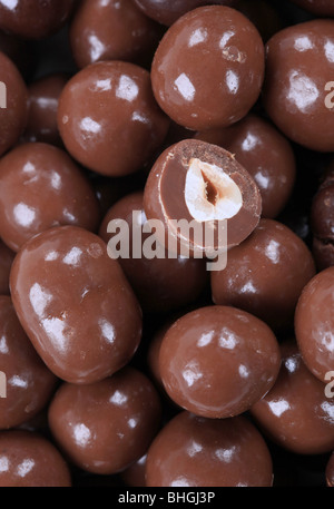 Chocolate covered hazelnuts Stock Photo - Alamy