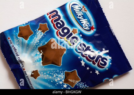 Packet of Milky Way magic stars chocolates with contents spilled spilt ...