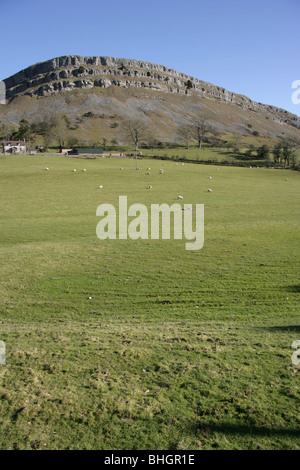 The limestone escarpment of Eglwyseg Rocks viewed from Eglwyseg Valley ...