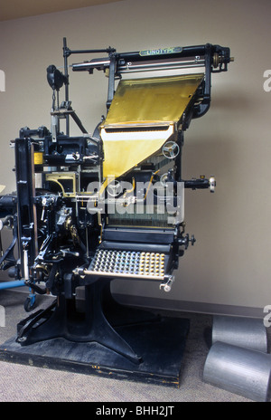 The keyboard of an old Linotype machine Stock Photo - Alamy