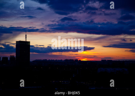 Sunset view of New Belgrade, from Kalemegdan in Belgrade, Serbia Stock ...