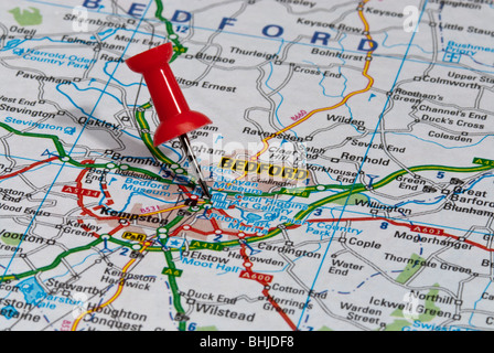 Road Map of Bedford, England Stock Photo - Alamy
