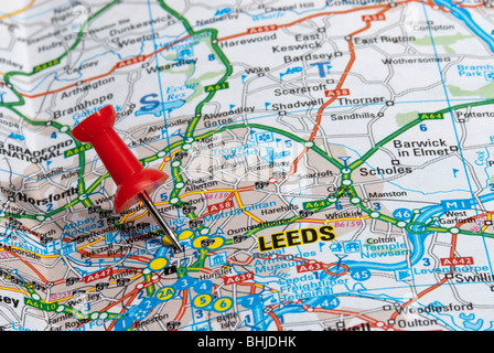 Road Map of Leeds, Yorkshire, England Stock Photo - Alamy