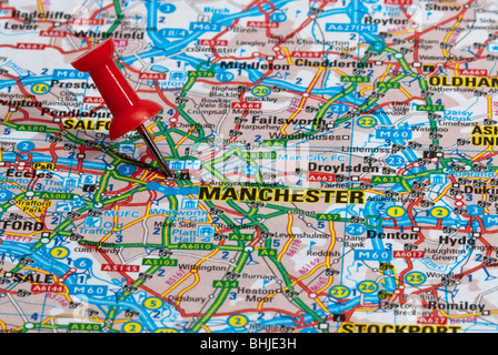 Road Map of Manchester,England Stock Photo - Alamy