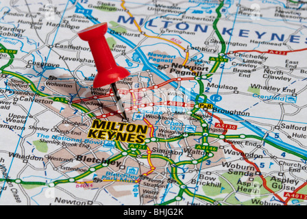Road Map of Milton Keynes, England Stock Photo - Alamy