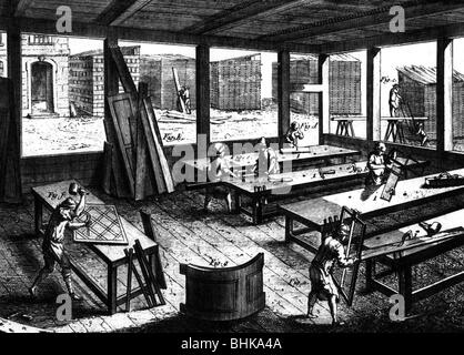 people, professions, carpenter, carpenter's workshop in the 18th ...