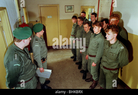Polish customs officers at a morning assembly in the barracks, Poland ...