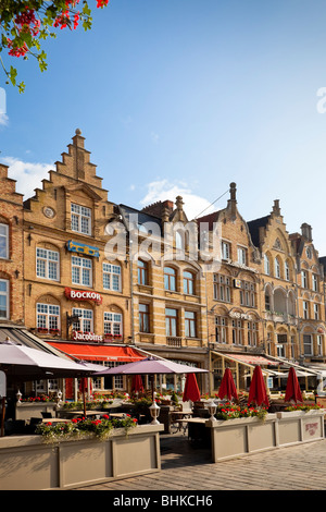 Cafes near the Cloth Hall in Ypres town centre Belgium Europe Stock ...