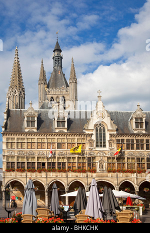 Cafes near the Cloth Hall in Ypres town centre Belgium Europe Stock ...