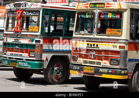 Decorated front of Indian bus in West Bengal Stock Photo - Alamy
