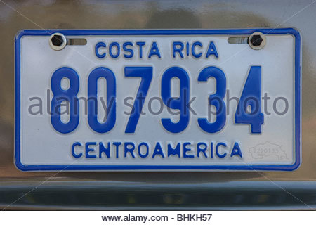 Car Number Plate Costa Rica Stock Photo: 173270038 - Alamy