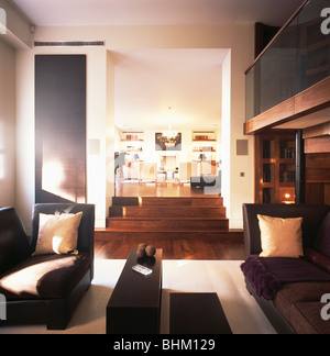 Split-level open plan living room and kitchen Stock Photo - Alamy