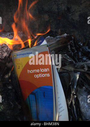 Burning bank's and credit card companies's advertisements and other ...