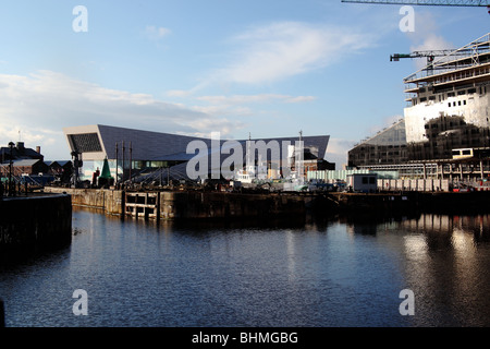 View across Canning Dock in Liverpool showing new buildings on Mann ...