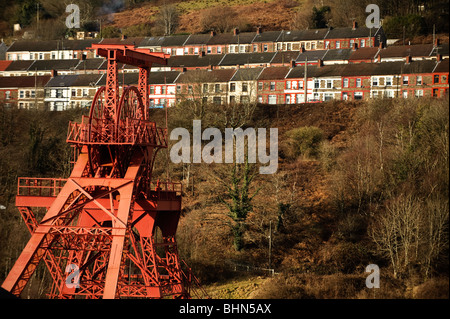 The old Lewis Merthyr pit head winding gear at the Rhondda Heritage ...