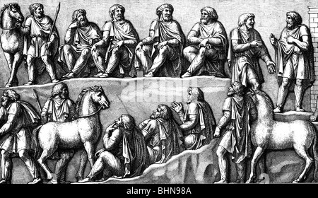 ancient world, Germanics, people, Germanic warrior, wood engraving ...