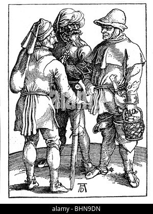 events, Bundschuh movement 1493 - 1519, peasant with flag, woodcut on ...