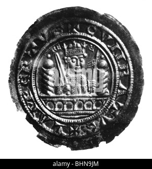 Conrad III, 1093 - 1152, Historical illustration, 19th century , Konrad ...