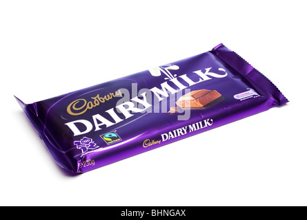 Bar of Cadbury's Dairy Milk milk chocolate bar unwrapped Stock Photo ...