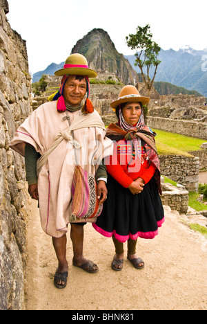 Machu Picchu, Peru, Indigenous man at the archaeological ruins, Inca ...