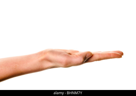 open palm facing up - hand gesture isolated on white background Stock ...