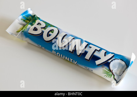 BOUNTY chocolate bar isolated on white background. Bounty is a brand of ...