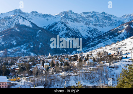 View over the ski resort town of Verbier, Valais, Switzerland after a ...
