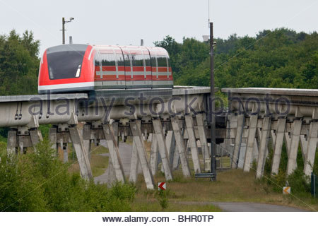 High-speed monorail train Transrapid leaving a station, Shanghai Stock ...
