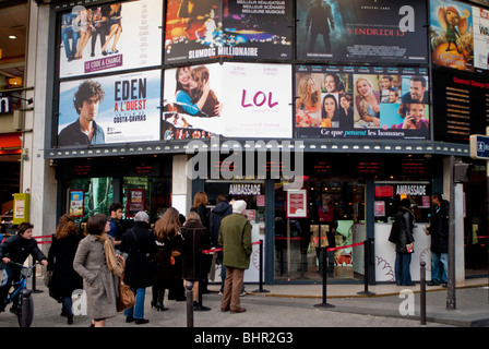 French CInema Theaters, Front, Movie Posters, Paris France, people ...
