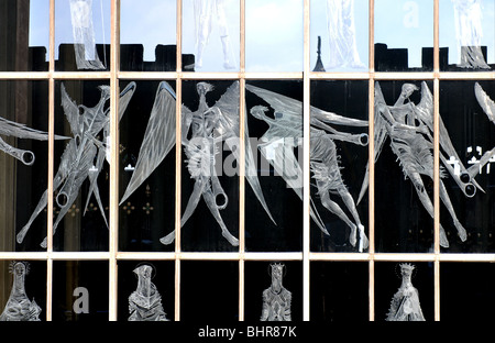 Etched glass window at Coventry cathedral, England Stock Photo - Alamy